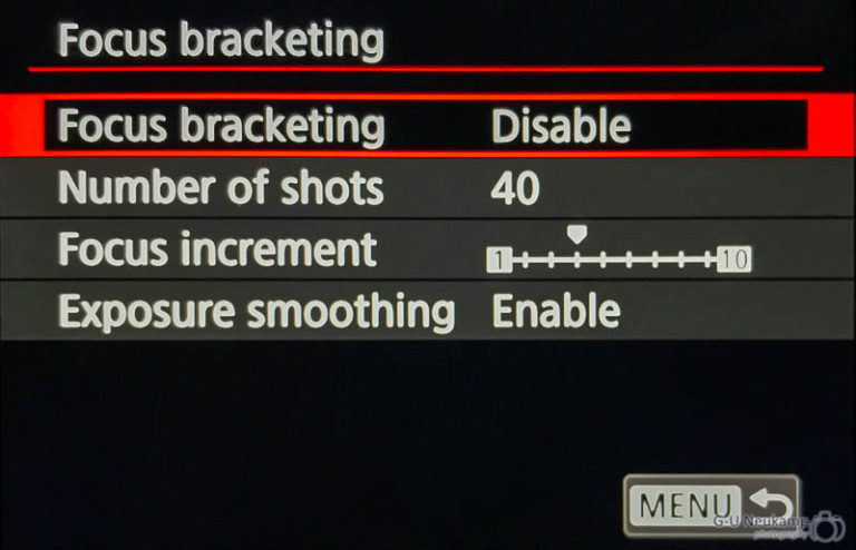 Focus Stacking with the Canon EOS R5 - Settings - G-U Neukamp photography